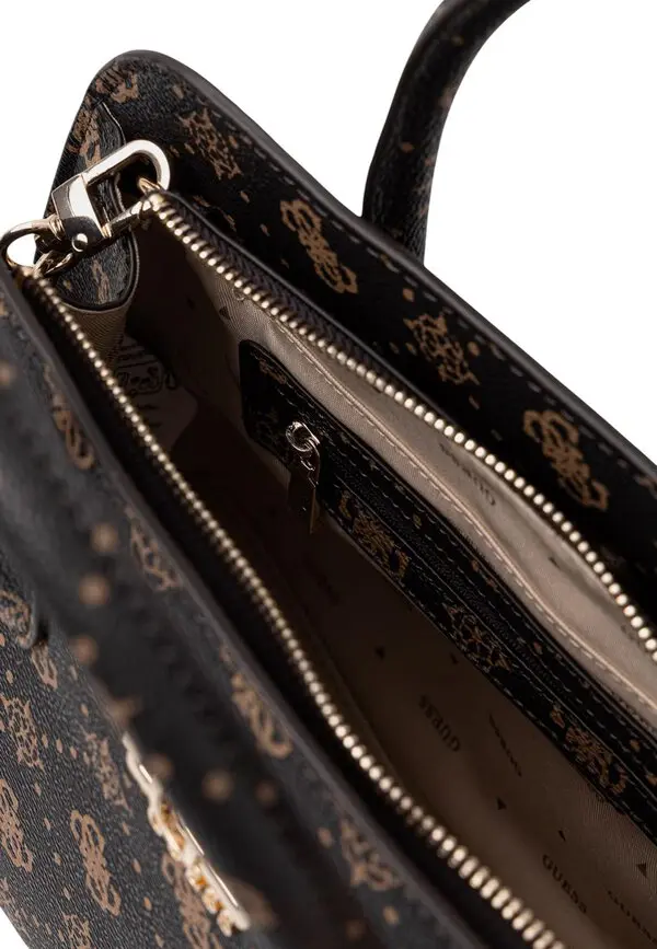Guess Emelie Logo Monogram Satchel With Detachable Shoulder Strap