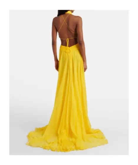 Roberto Cavalli Cutout Silk Chiffon Gown