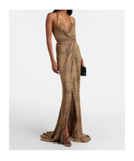 Roberto Cavalli Embellished Open-back Gown
