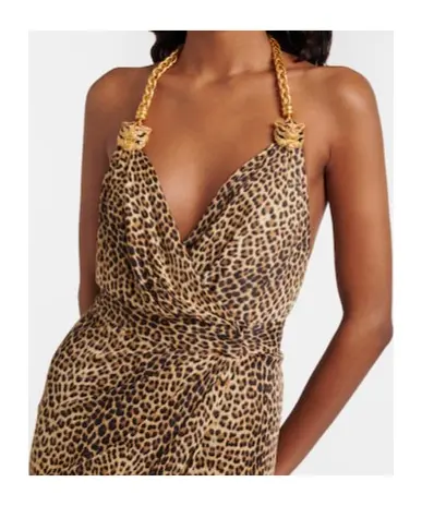 Roberto Cavalli Embellished Open-back Gown