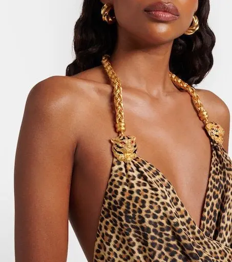 Roberto Cavalli Embellished Open-back Gown