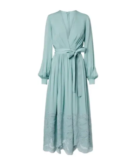 Elie Saab Lace-trimmed Silk-blend Midi Dress - Blue