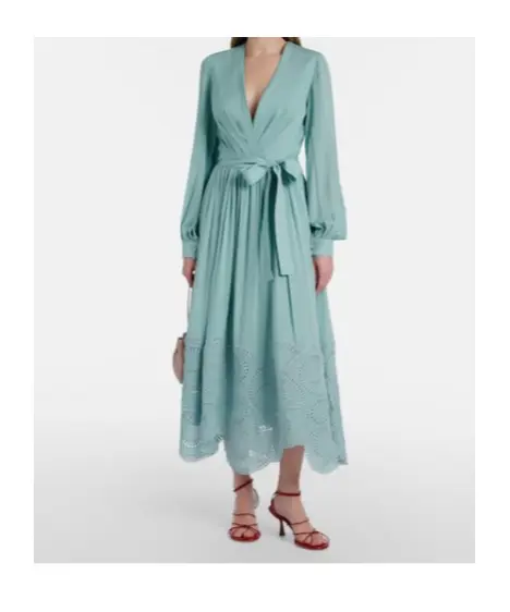 Elie Saab Silk-blend Midi Dress With Lace Trim