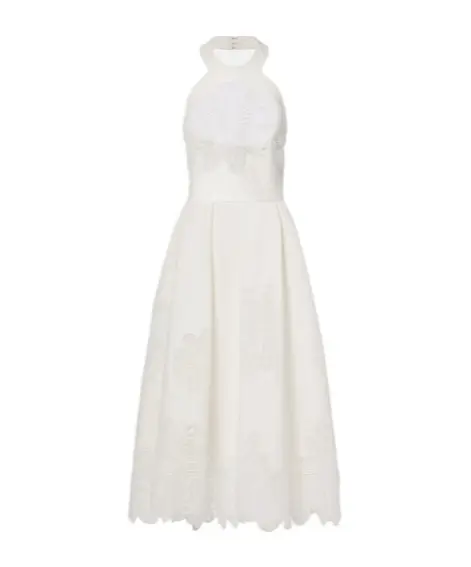 Elie Saab Embroidered Halterneck Cocktail Dress - White