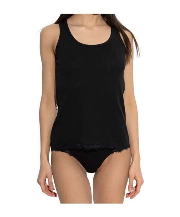 Emporio Armani Ribbed Lace-trimmed Lingerie Top