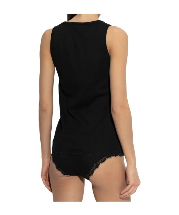 Emporio Armani Ribbed Lace-trimmed Lingerie Top