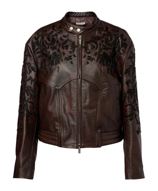 JACQUES WEI Beaded Leather Jacket