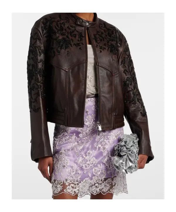 JACQUES WEI Beaded Leather Jacket
