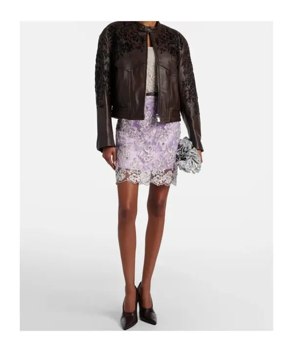 JACQUES WEI Beaded Leather Jacket