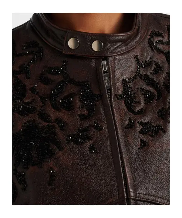 JACQUES WEI Beaded Leather Jacket