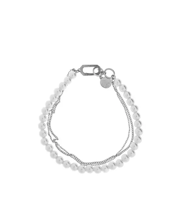 ALLSAINTS Double Chain Glass Pearl Bracelet - Silver