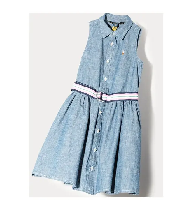 Polo Ralph Lauren Sleeveless Collared Shirt Dress With Logo Detail And Belt
