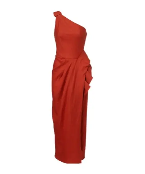 Johanna Ortiz One-shoulder Linen Gown - Red