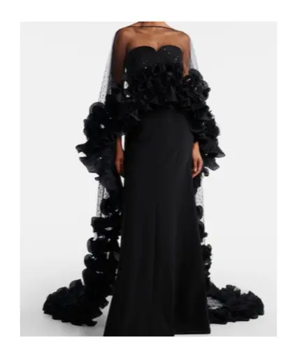 Jenny Packham Ruffled Caped Gown