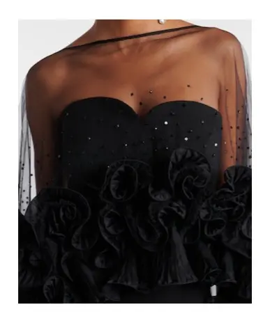 Jenny Packham Ruffled Caped Gown