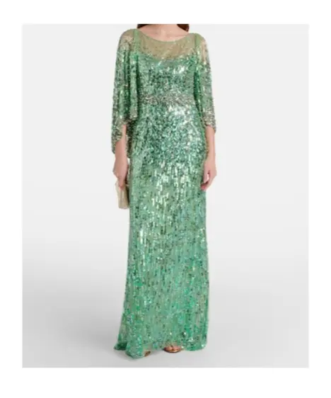 Jenny Packham Ines Embellished Sequined Gown