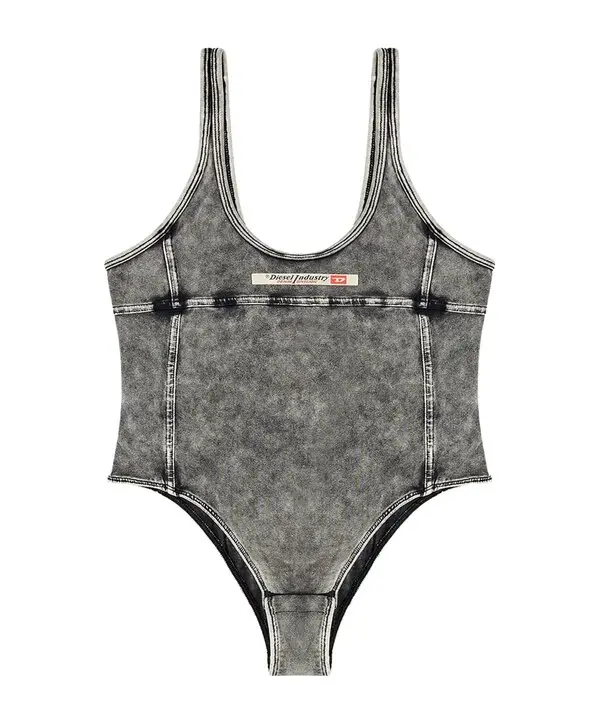 DIESEL® Phoebe-dnm Scoop Neck Bodysuit - Dark Gray