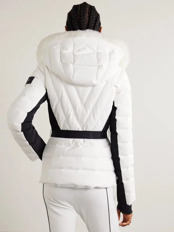 Mackage Belted Waist Ski Jacket With Fur-trimmed Hood