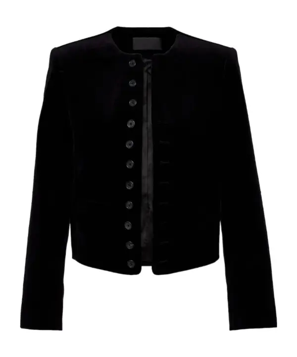 NILI LOTAN Patti Cotton Velvet Jacket - Black