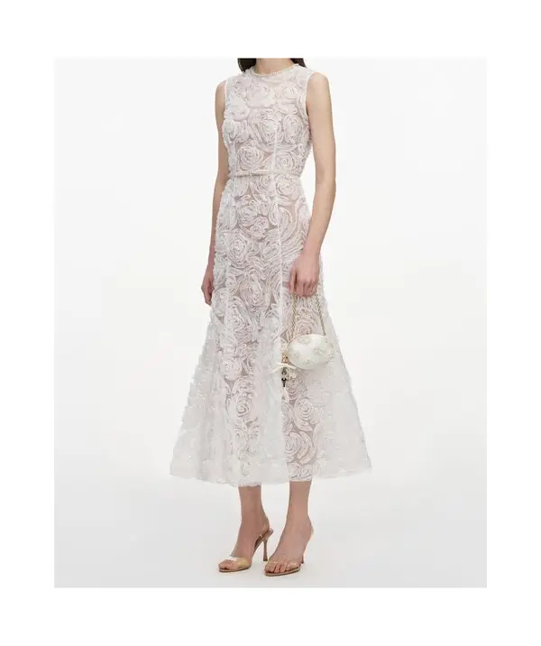 SELF-PORTRAIT Tulle Lace Midi Dress