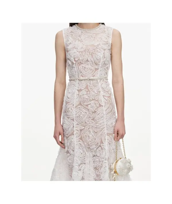 SELF-PORTRAIT Tulle Lace Midi Dress