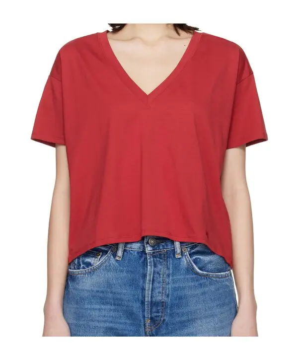 Loulou De Saison V-neck Cotton T-shirt - Red