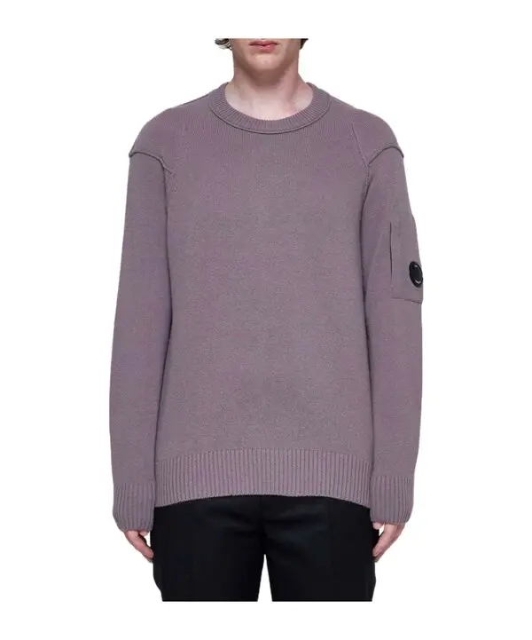 C.P. COMPANY Long-sleeved Crewneck Jumper With Zippered Pockets - Gray