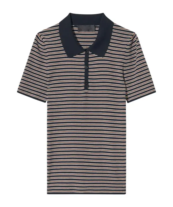 NILI LOTAN Gemmatta Striped Polo Shirt