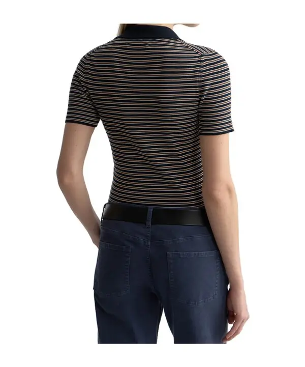 NILI LOTAN Gemmatta Striped Polo Shirt