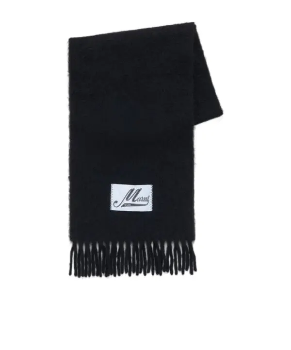 Marni Logo Patch Fringed-edge Scarf