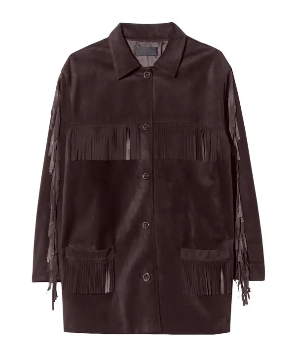 NILI LOTAN Foudre Fringed Suede Jacket - Black