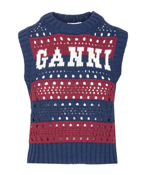 GANNI Striped Knitted Vest