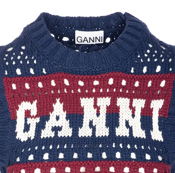 GANNI Striped Knitted Vest