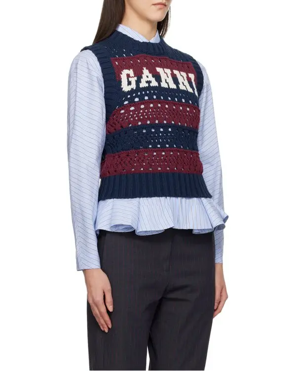 GANNI Striped Knitted Vest
