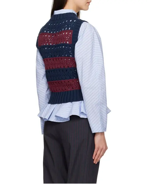 GANNI Striped Knitted Vest