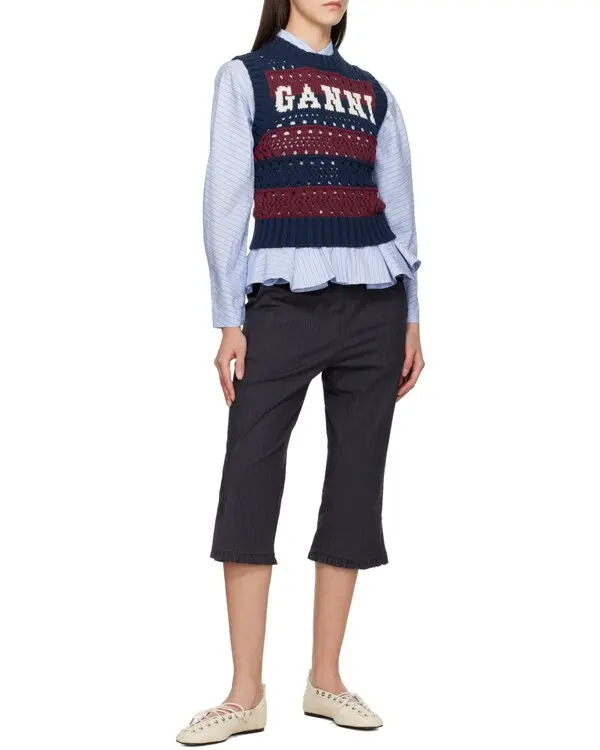 GANNI Striped Knitted Vest