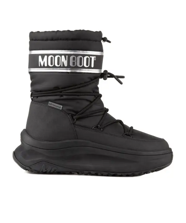 Moon Boot Drawstring Platform Snow Boots - Black/silver