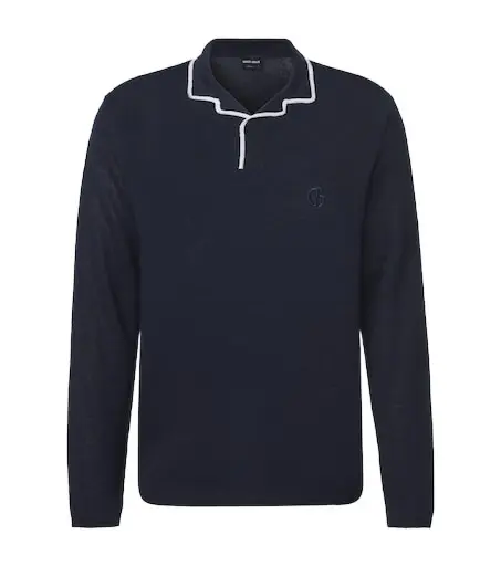 Giorgio Armani Long-sleeved Polo Shirt - Black
