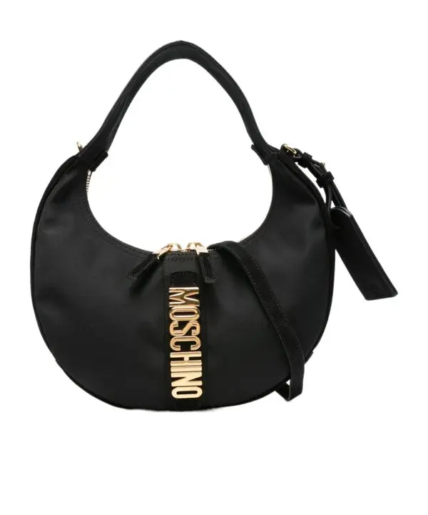 Moschino Plaque Shoulder Bag - Black