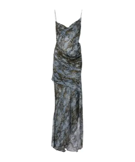 Christopher Esber Snake-print Draped Silk Maxi Dress - Gray