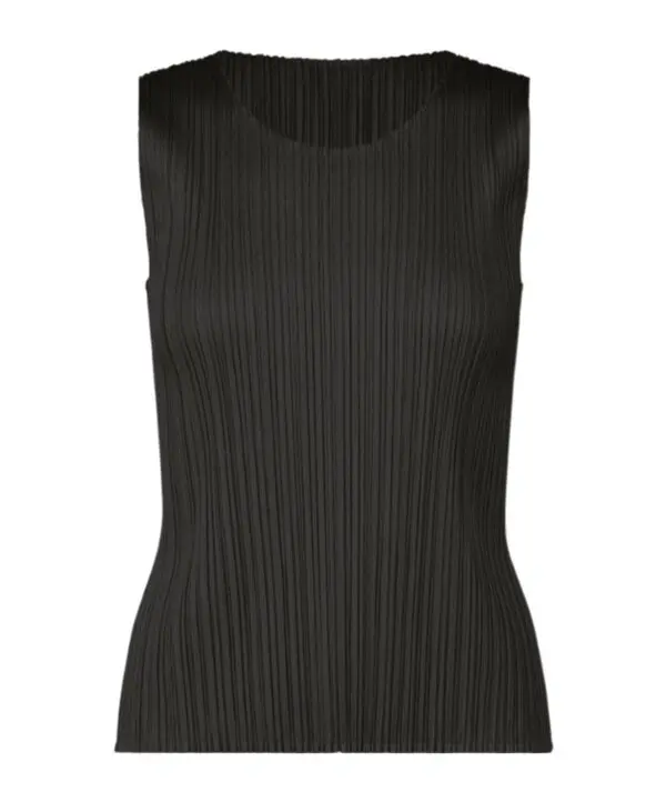 PLEATS PLEASE BY ISSEY MIYAKE Sleeveless Crewneck Top - Black