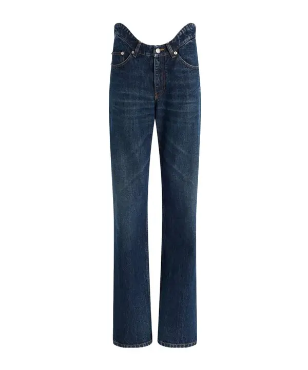 JEAN PAUL GAULTIER Curved Waistband Straight Leg Jeans - Indigo
