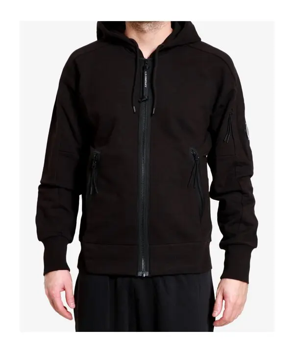 C.P. COMPANY Diagonal Raised Fleece Zip-up Hoodie