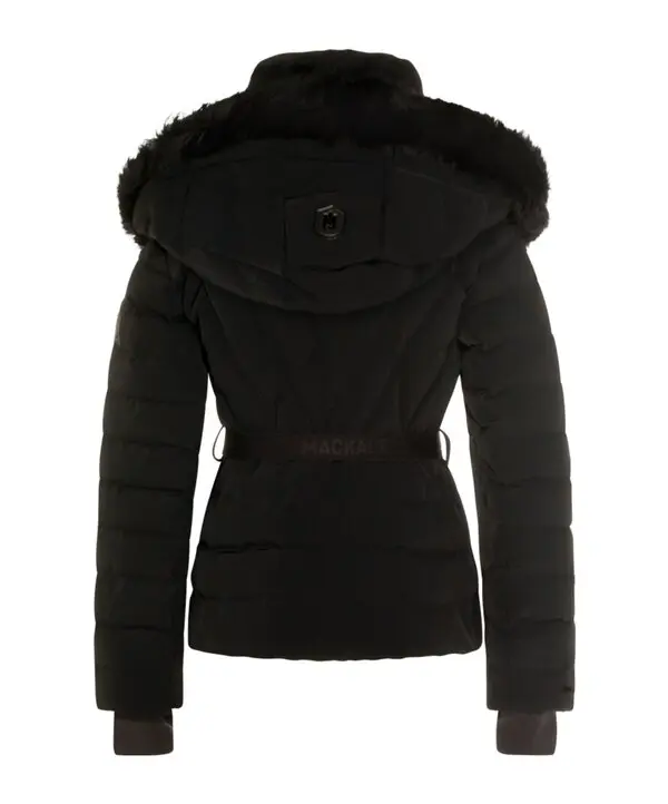 Mackage Hooded Fur-trim Belted Waist Coat