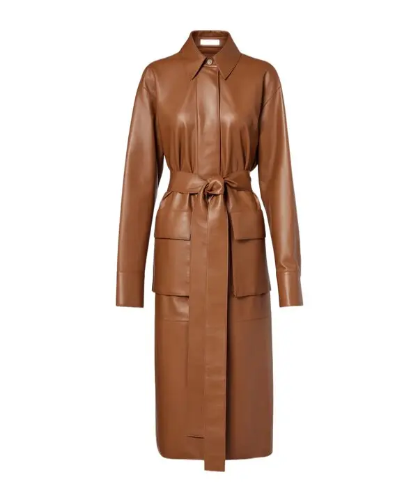 JOSEPH Okabe Leather Coat - Brown