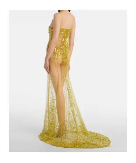 Attico Sequined Sheer Mesh Gown