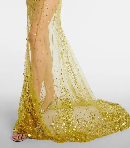 Attico Sequined Sheer Mesh Gown