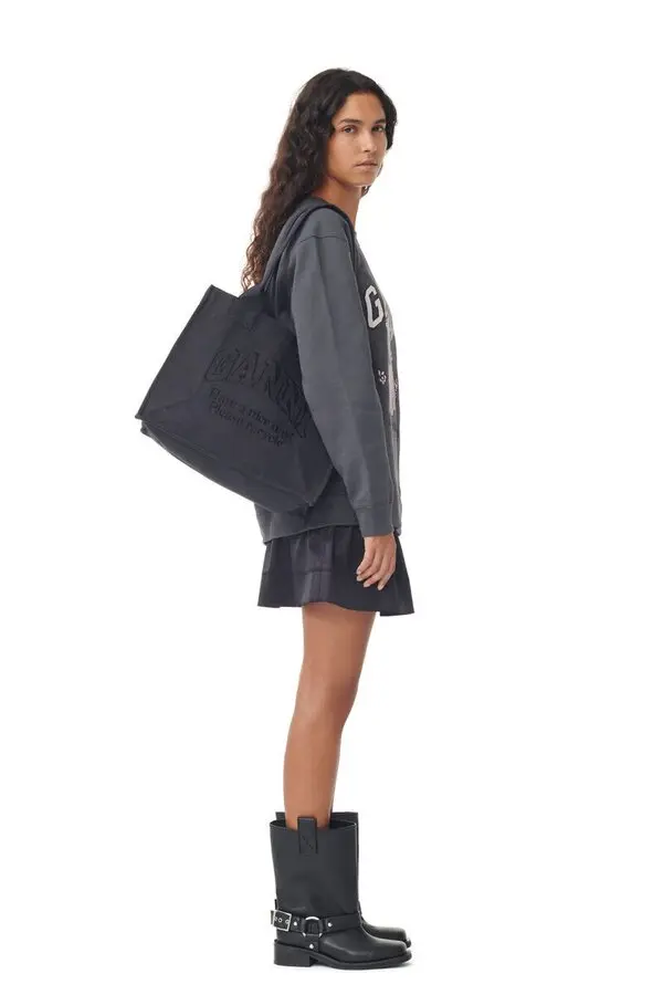 GANNI Logo Embroidered Large Tote Bag