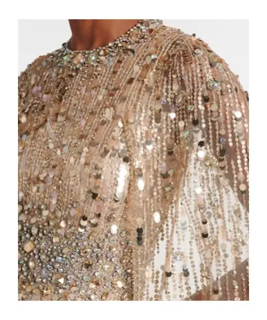 Jenny Packham Honey Dew Caped Embellished Gown
