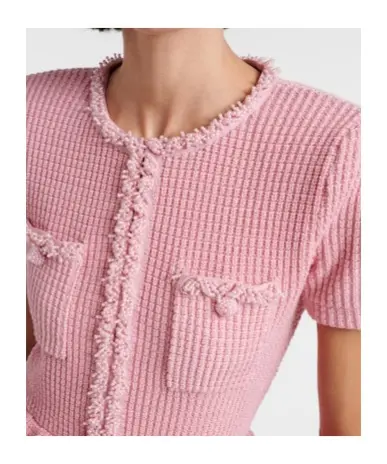 SELF-PORTRAIT Waffle-knit Peplum Midi Dress